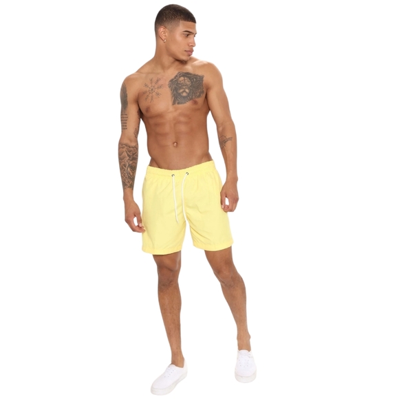 Fashion Nova | Swim | Novamen Yellow Swim Trunks Xl | Poshmark